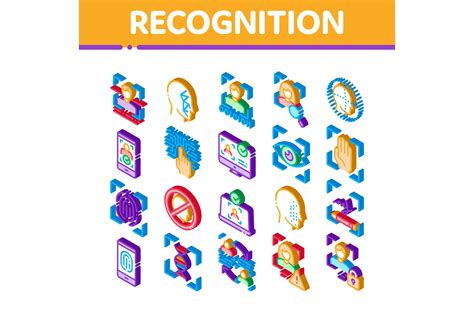 Recognition Isometric Elements Icons Set Vector By Pikepicture