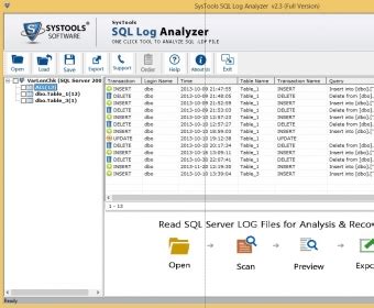 SysTools SQL Log Analyzer 6 0 Download Free Trial