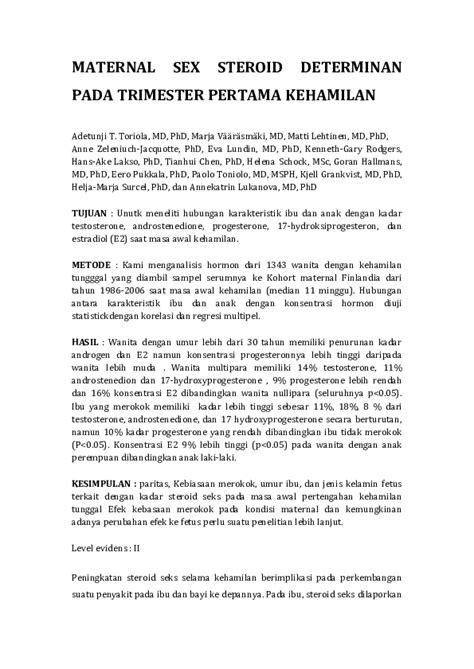 Doc Maternal Sex Steroid Determinan Pada Trimester Pertama Kehamilan