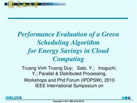 PPT Performance Evaluation Of A Green Scheduling Algorithm For Energy Savings In Cloud