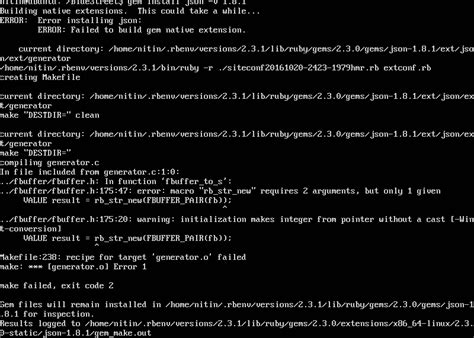 Ruby On Rails Bundle Install Error Installing Json 181 Stack