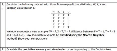 Solved T 1 Consider The Following Data Set With Three