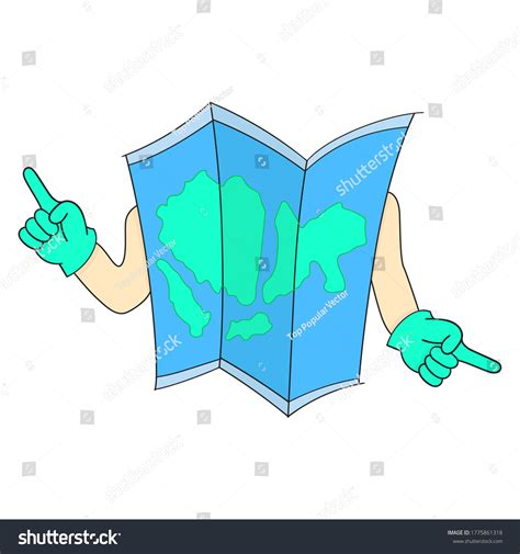 Cartoon Map Provides Direction Guidance Stock Vector Royalty Free 1775861318 Shutterstock