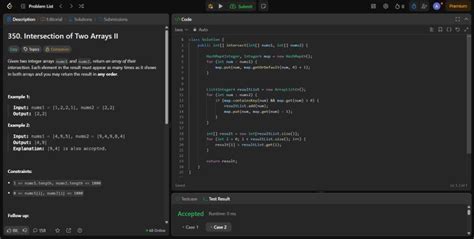 Solved 350 Intersection Of Two Arrays Ii With Hashmap In 28 Days Of