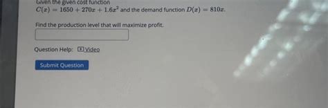 Solved Given The Given Cost Function Cx1650270x16x2