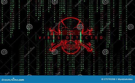 Virus Detected Text Reveal Over Matrix Binary Codey Internet Virus Data Breach Malicious