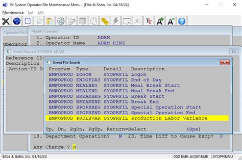 Feature Production Labor Variance Event Elliott Support Center