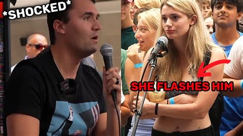 Woman FLASHES Charlie Kirk During Debate And Almost Gets Him Banned YouTube