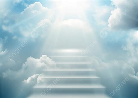 Pathway To Heaven With Blue Sky And White Clouds Background Heavenly