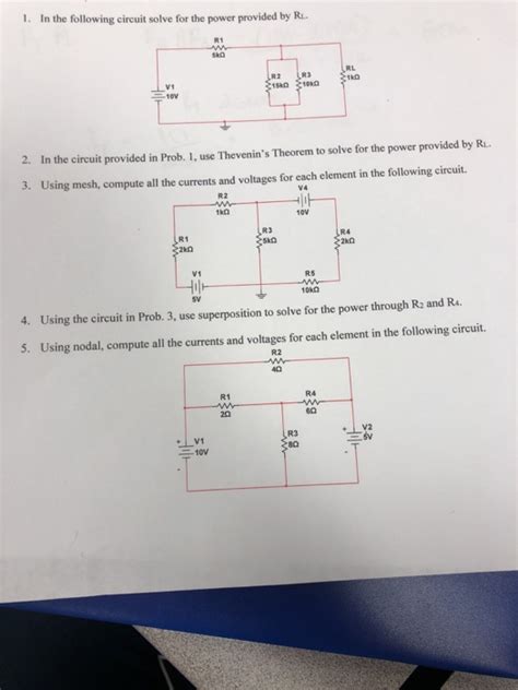 Solved 1 In The Following Circuit Solve For The Power