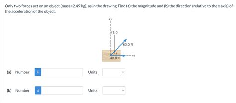 Solved Only Two Forces Act On An Object Mass 2 49 Kg As