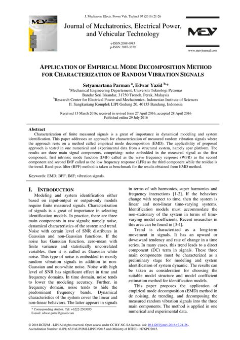 Pdf Application Of Empirical Mode Decomposition Method For