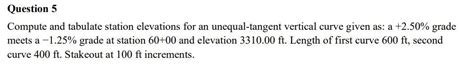 [solved] compute and tabulate station elevations for an u