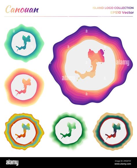 Canouan Logo Collection Colorful Badge Of The Island Layers Around