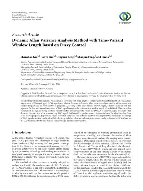 pdf dynamic allan variance analysis method with time variant window