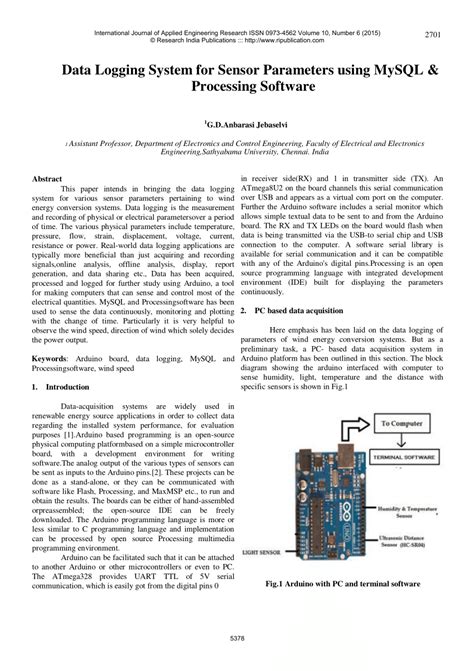 PDF Data Logging System For Sensor Parameters Using MySQL Processing Software