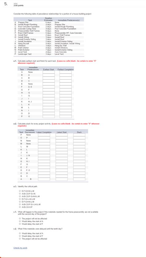 Solved Consider The Following Table Of Precedence