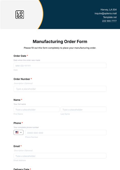 Free Printable Order Form Template To Edit Online