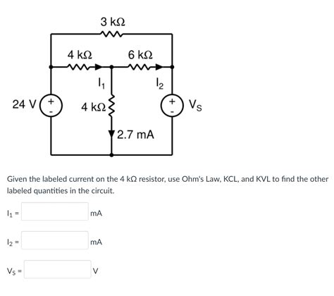 Solved Given the labeled current on the kΩ resistor use Chegg
