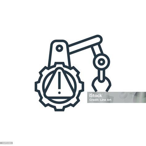 산업 공정 개념에서 경고 아이콘 벡터입니다 경고 편집 가능한 스트로크의 얇은 선 그림입니다 웹 및 모바일 앱 로고 인쇄 미디어에 사용할 선형 기호경고 0명에 대한 스톡 벡터