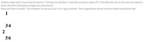 Solved Create A Table With 3 Rows And 3 Columns The Top Row Chegg Com