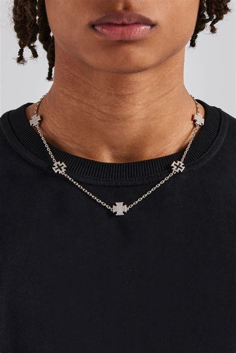 Iced Cz And Black Enamel Motif Chain 12mm Cernucci