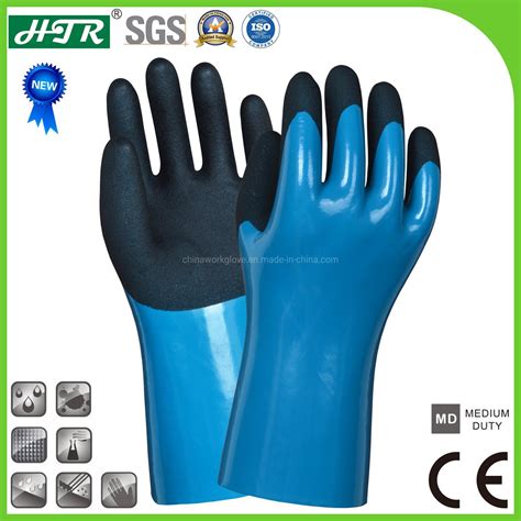 Ultra Soft Pvc Oil Proof Chemical Resistant Safety Work Gloves With Nbr