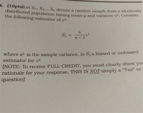 Solved 1opts Let Xi 1 X Xn Denote A Random Sample Chegg Com