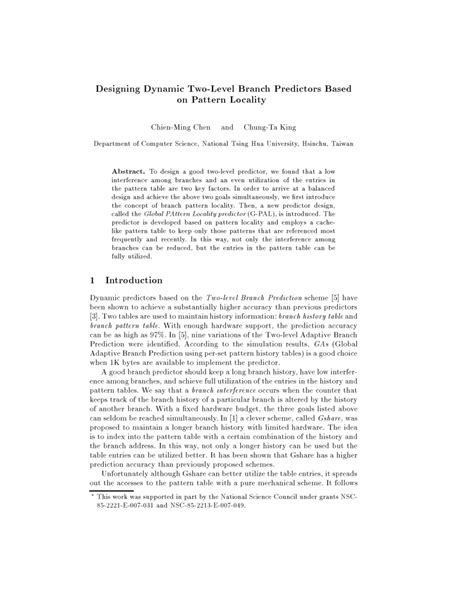 Pdf Designing Dynamic Two Level Branch Predictors Based On Pattern
