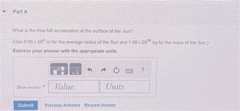 Solved What Is The Free Fall Acceleration At The Surface Of Chegg