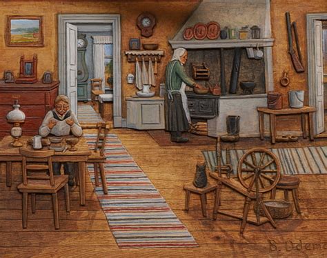 Bertil Odemo Bemålad Trärelief Bondköket Signerad 1997 Konst Övrigt Auctionet