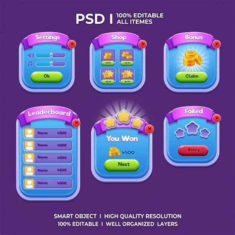 game kit 2d игра ui пользовательский интерфейс случайная игра ui ui kit