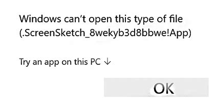 Snip And Sketch New Snip Opens With MS Msg Can T Open This Type File Solved Windows 10 Forums