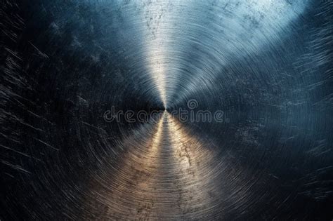Brushed Metal Surface With Circular Texture And Light Reflections Concept Of Industry