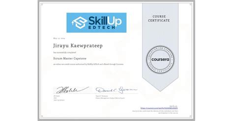 Jirayu K On Linkedin Completion Certificate For Scrum Master Capstone