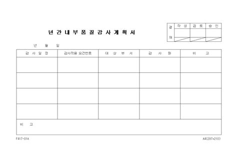 연간 내부품질 감사 계획서2v20050524 업종별서식