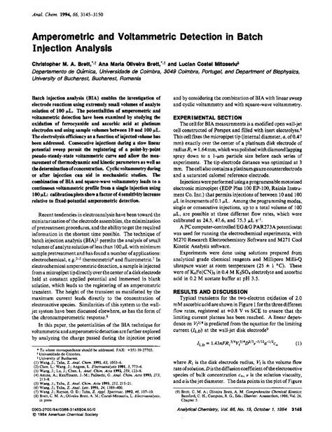 Pdf Amperometric And Voltammetric Detection In Batch Injection