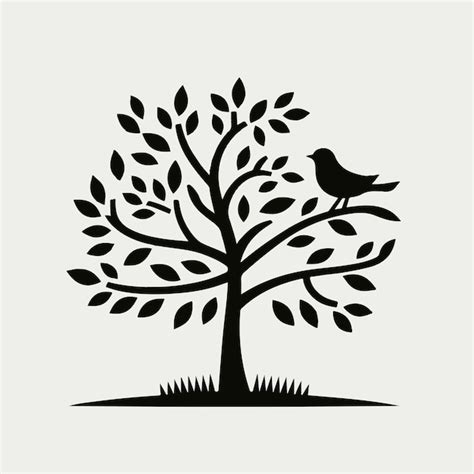 Premium Vector Big Tree And Bird