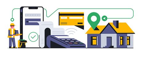 집에 온라인 음식 배달 서비스 모바일 애플리케이션을 통한 음식 배달에 대한 온라인 결제 결제 수표 은행 카드 전화 앱 택배 경로 집 벡터 일러스트레이션 가방에 대한 스톡