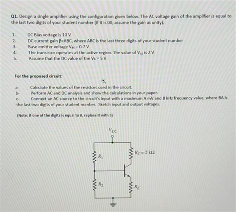Solved Q Design A Single Amplifier Using The Configuration Chegg