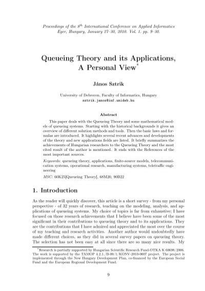 Queueing Theory And Its Applications A Personal View