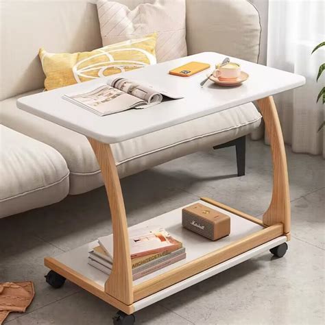 Sofa Side Table Movable Small Table With Wheels Mini Coffee Table Living Room Small Apartment C