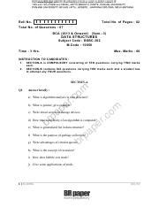 Data Structure Question Paper Pdf Roll No Total No Of Questions Total No Of Pages