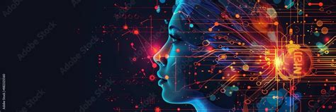 Digital Identity And Data Connections An Abstract Digital Art Illustration Depicting A Womans