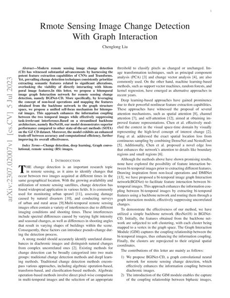 Remote Sensing Image Change Detection With Graph Interaction DeepAI