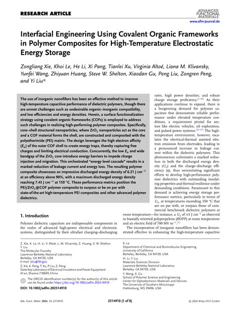 Interfacial Engineering Using Covalent Organic Frameworks In Polymer Composites For High