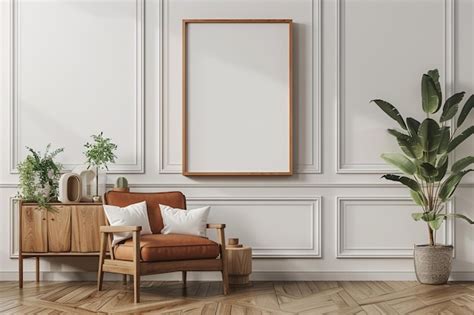 Hanging Empty Rectangle Frame Mockup Premium Ai Generated Image
