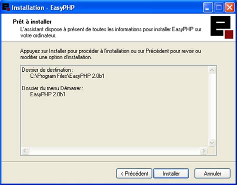 installation de php avec easyphp 2 0 sous windows xp php facile