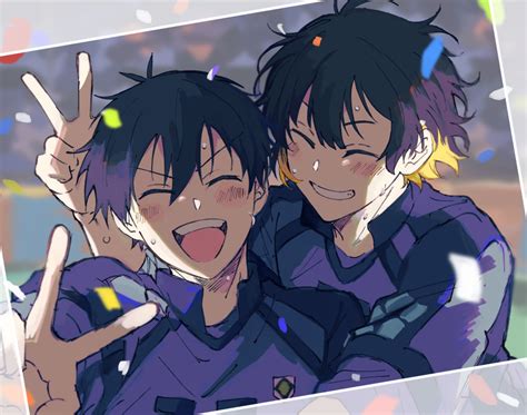 Safebooru 2boys D Bachira Meguru Black Hair Blonde Hair Blue
