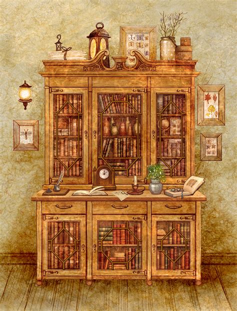 Иллюстрация Шкафчик с бабочками в стиле классика